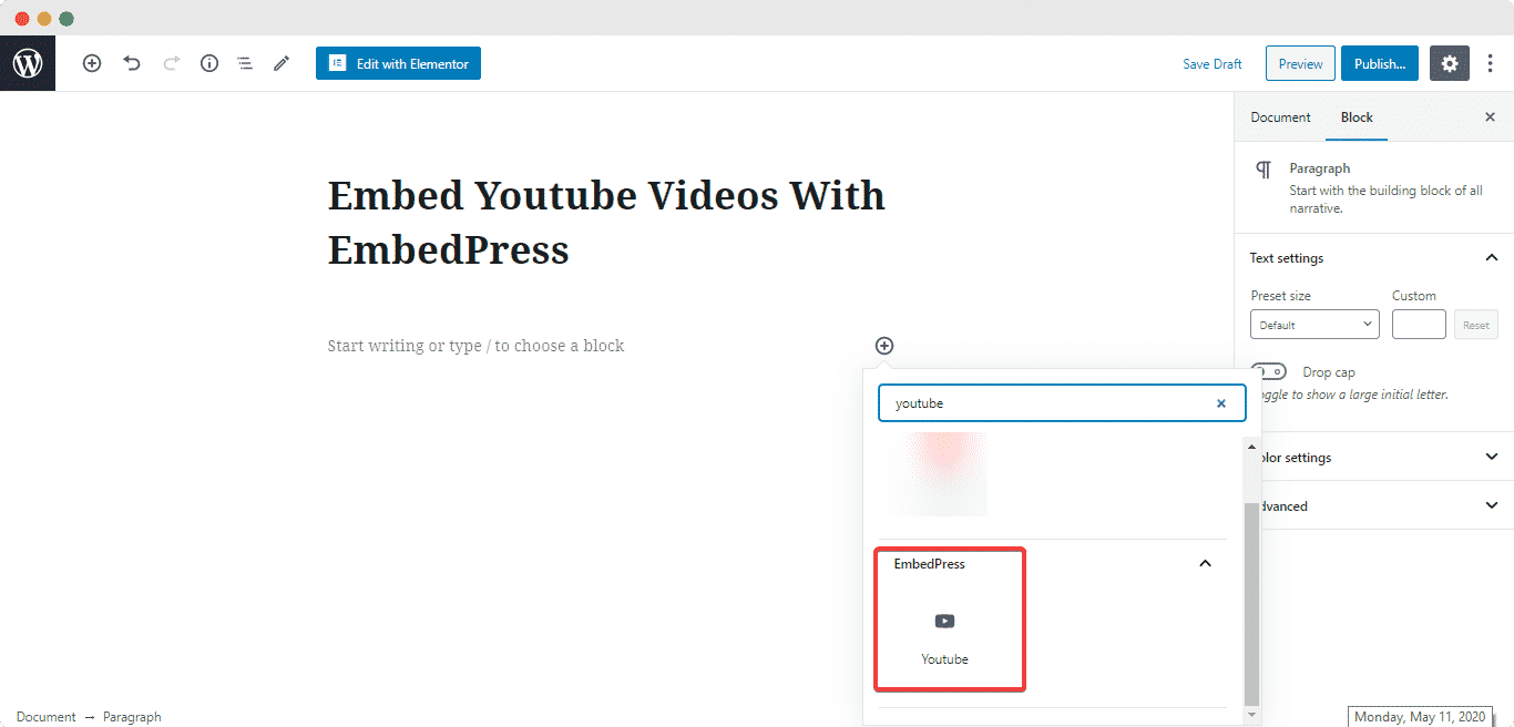 How to Embed Youtube Videos in Gutenberg Editor