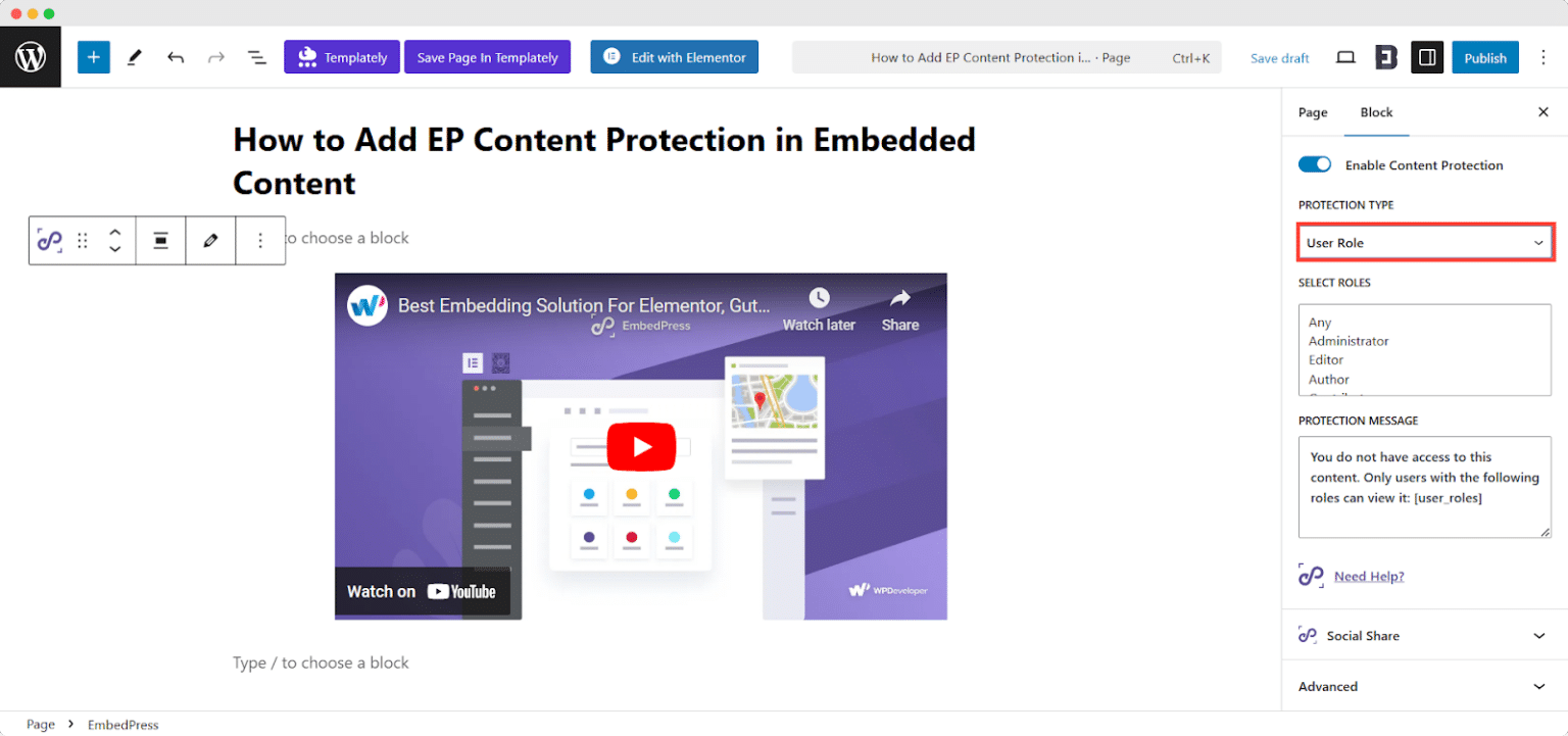 How To Add EP Content Protection In Embedded Content? - EmbedPress