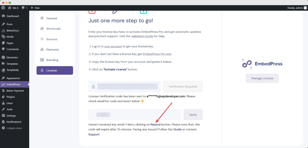 How To Verify & Authenticate Your EmbedPress PRO License Key? - EmbedPress